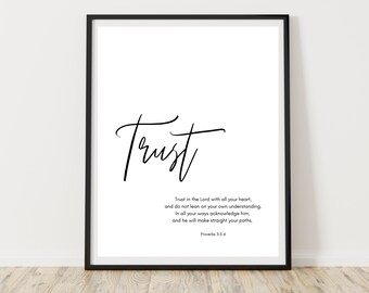 Proverbs 3:5-6 Printable Wall Art Trust in the Lord Bible - Etsy