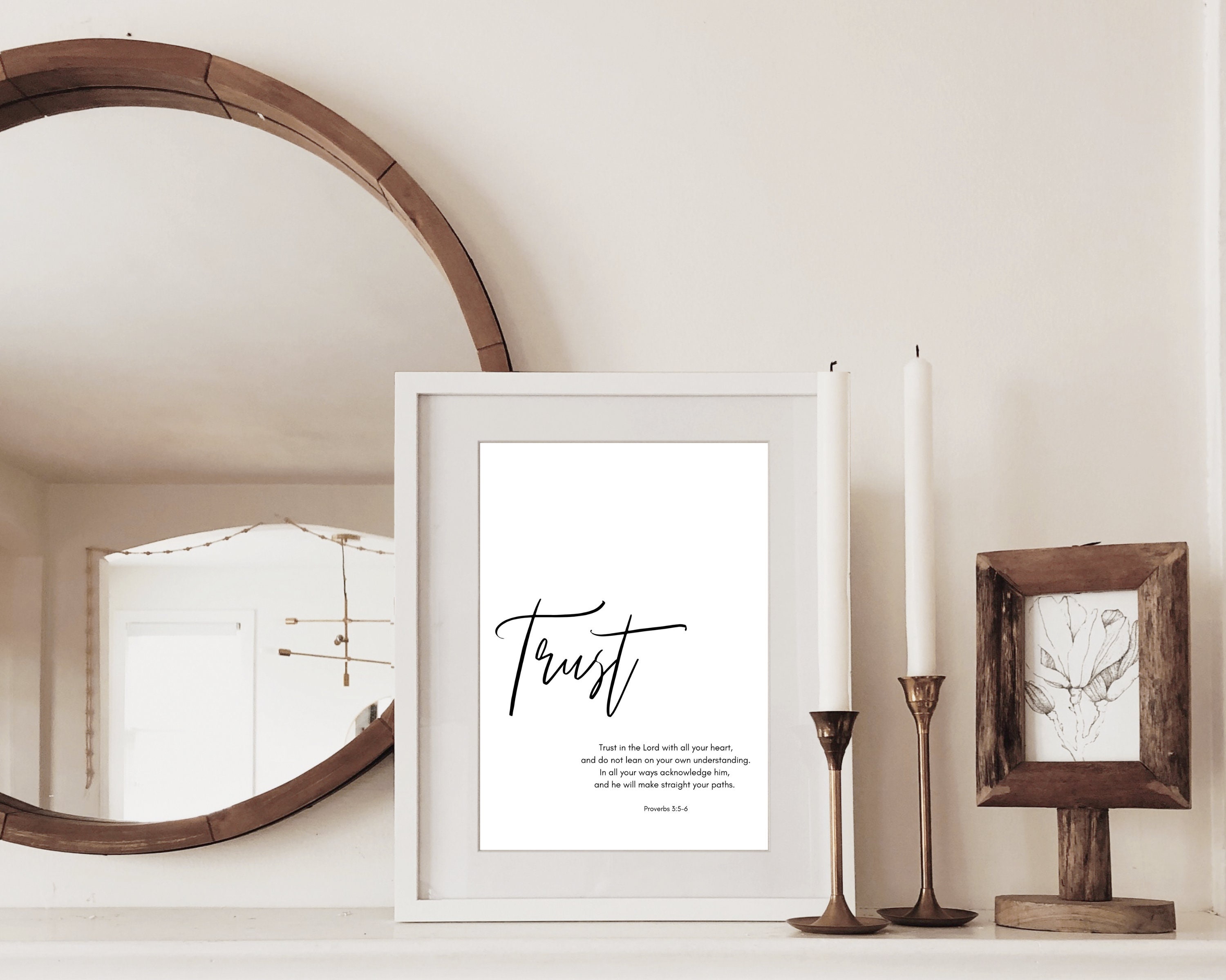 Proverbs 3:5-6 Print, Minimal Bible Verse, Modern Bible Verse Print ...