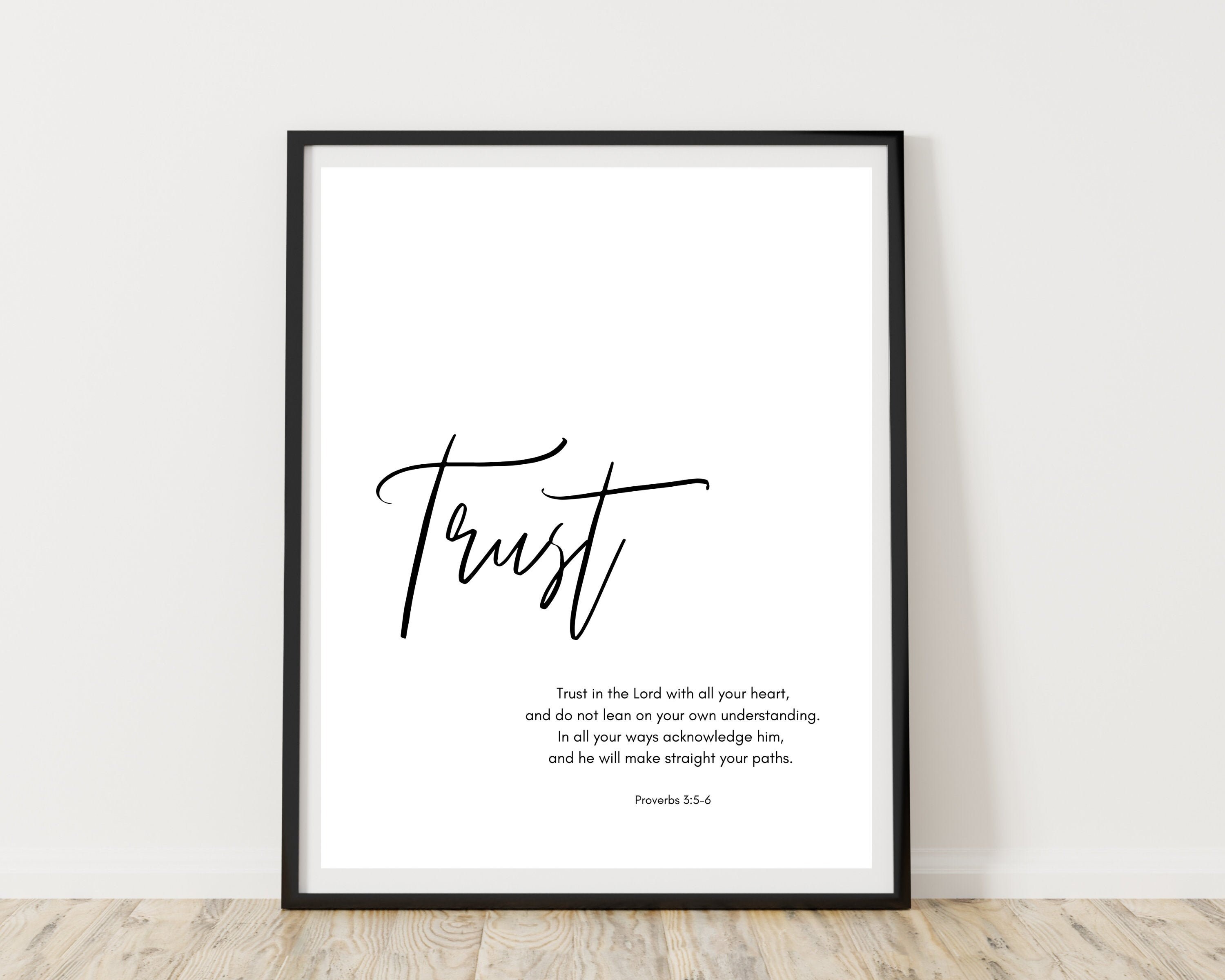 Proverbs 3:5-6 Print, Minimal Bible Verse, Modern Bible Verse Print ...