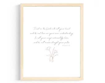 Proverbs 3:5-6 Printable Wall Art Trust in the Lord Bible - Etsy