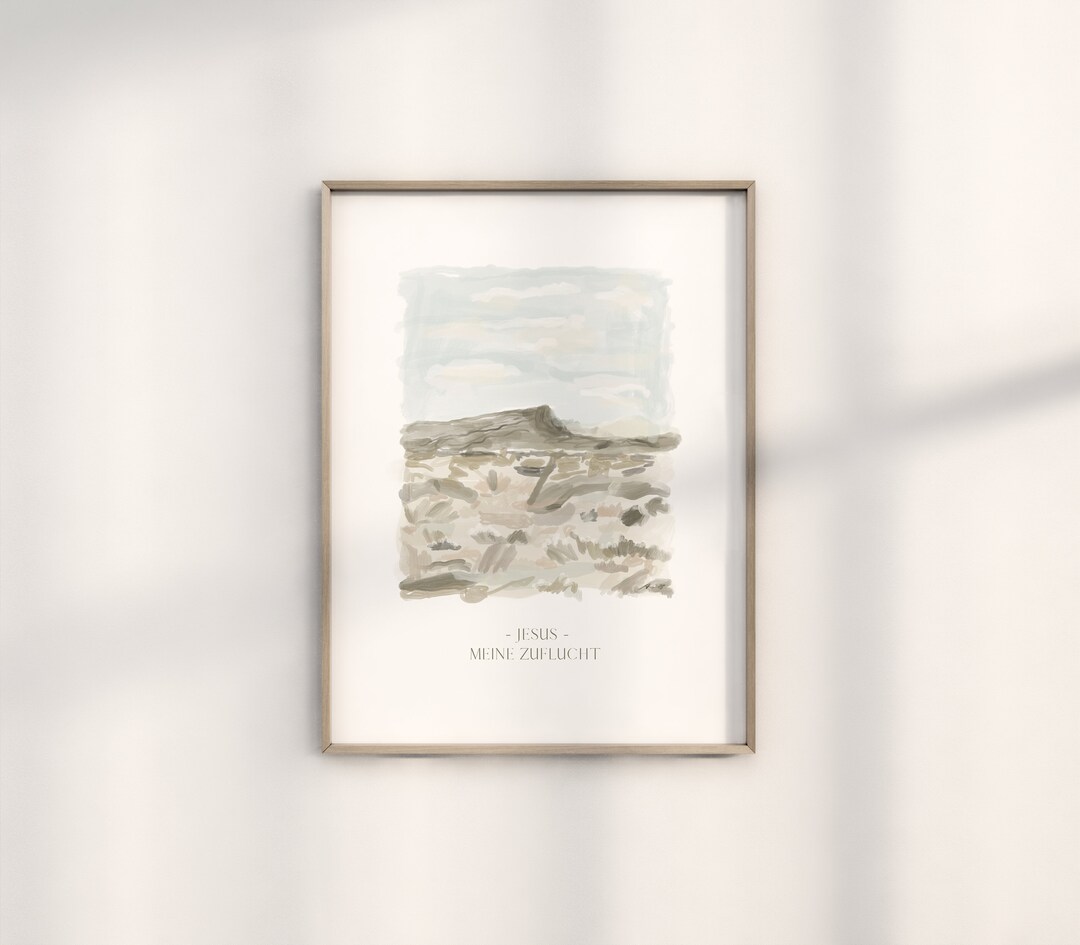 Christian Poster Drawing "jesus My Refuge" - Art, Landscape - Etsy