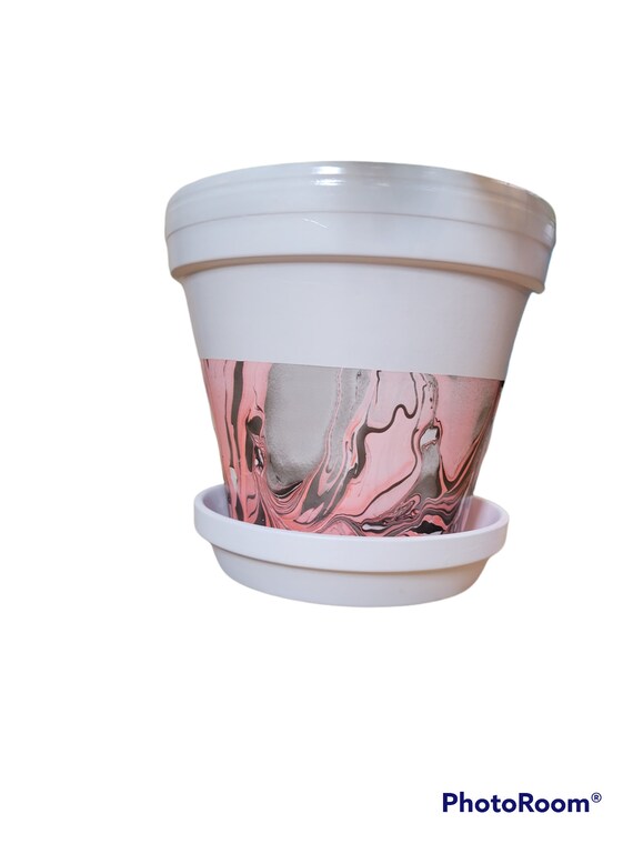 Planters & Pots Home & Living Outdoor & Gardening Marble Clay Pot 8 ...