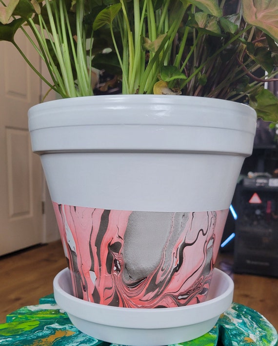 Planters & Pots Home & Living Outdoor & Gardening Marble Clay Pot 8 ...