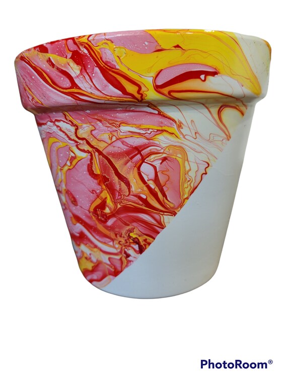 Planters & Pots Home & Living Outdoor & Gardening Marble Clay Pot 8 ...