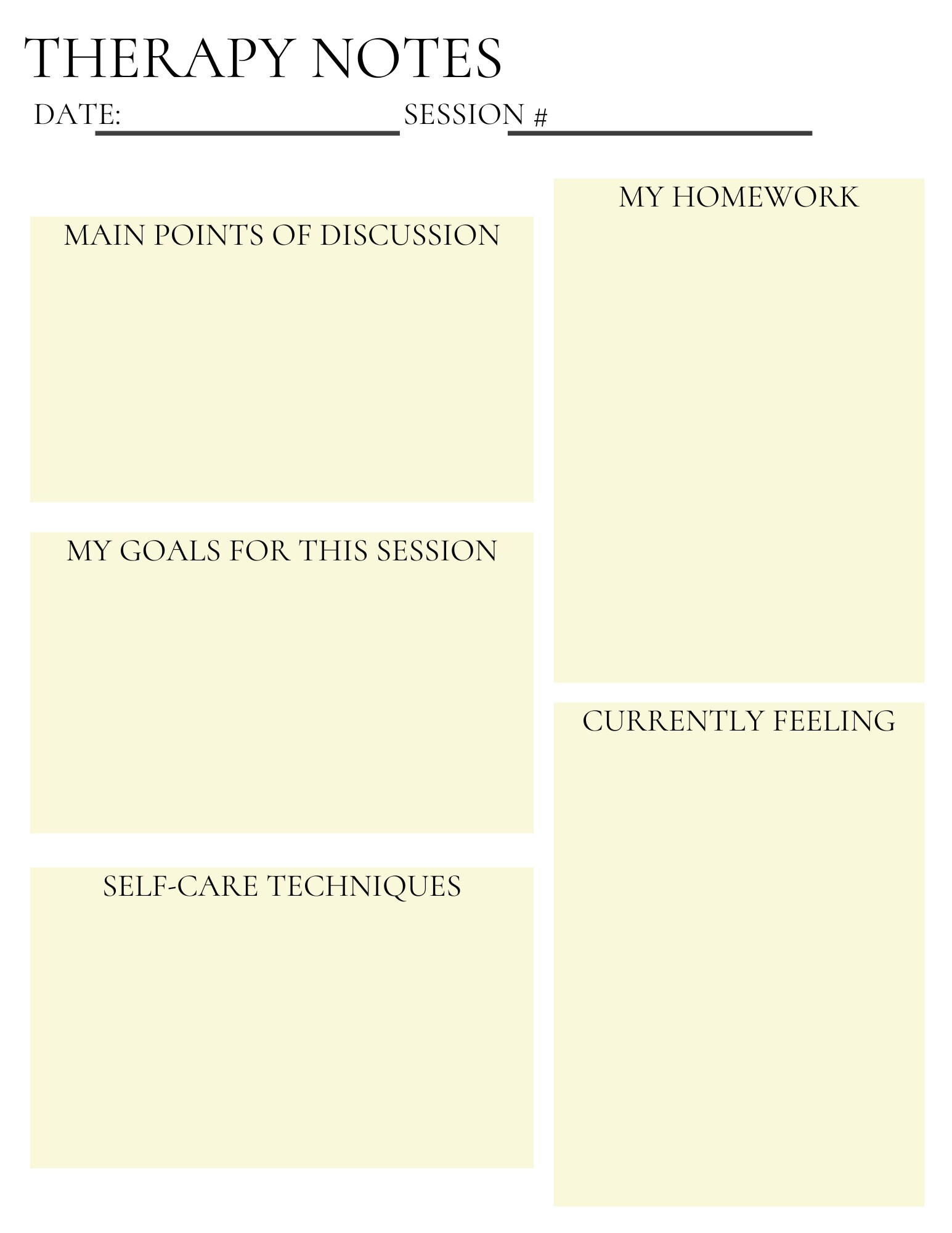 Therapy Notes for Client Printable Notes Digital Therapy - Etsy