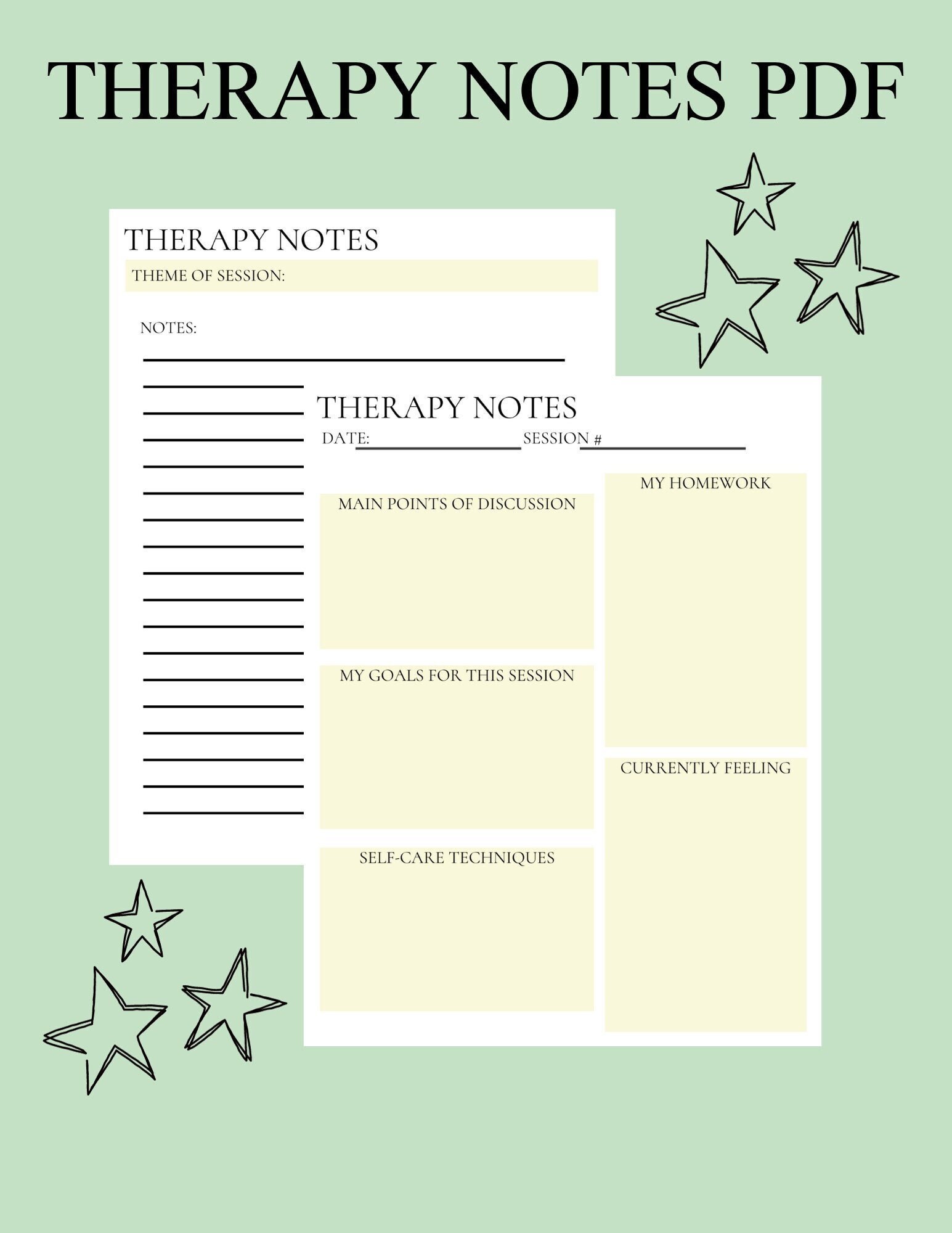 Therapy Notes for Client Printable Notes Digital Therapy - Etsy