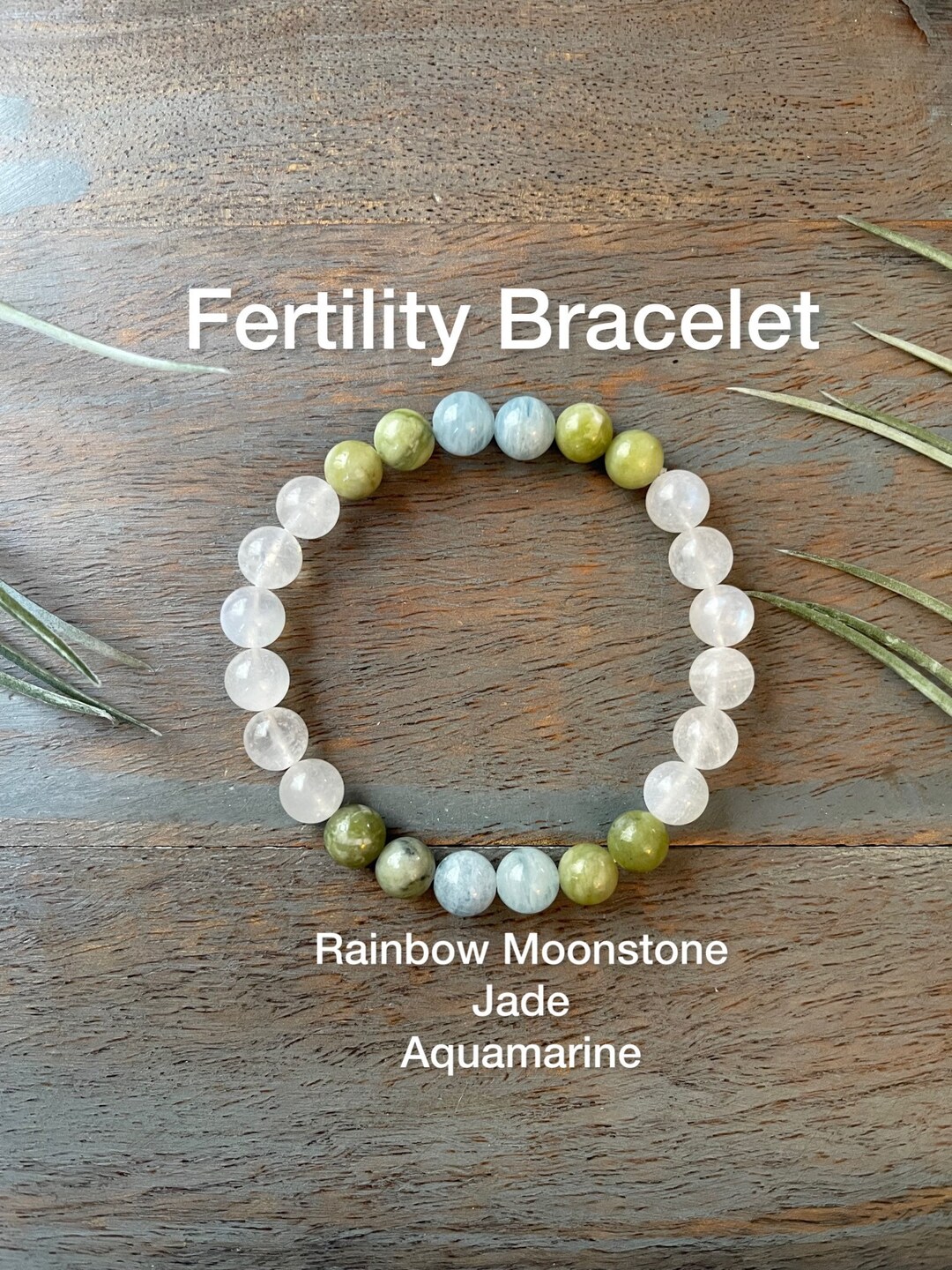 Fertility Genuine Crystal Gemstone Bracelet, Rainbow Moonstone, Jade ...