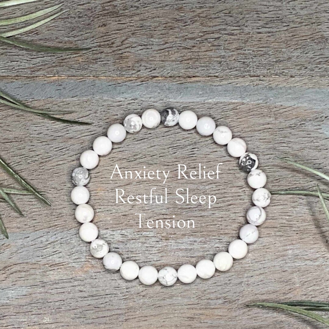 Genuine Howlite Healing Crystal Gemstone Bracelet, Crystals for Tension ...