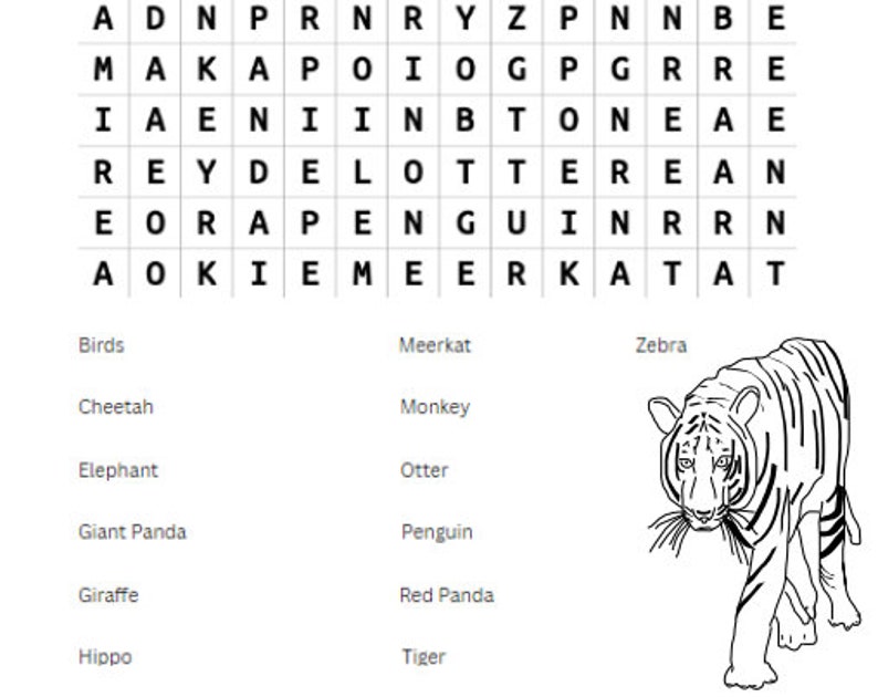 Animal Word Search / Word Search / Zoo Word Search / School Activity ...