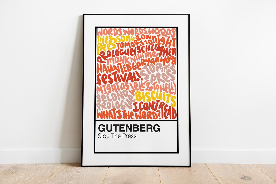 Gutenberg Broadway Musical Handlettered Color Swatch Art Print Poster ...