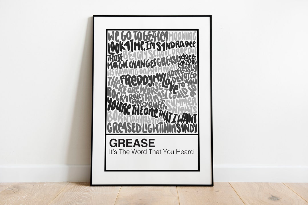 Grease Broadway Musical Handlettered Color Swatch Art Print Poster - Etsy