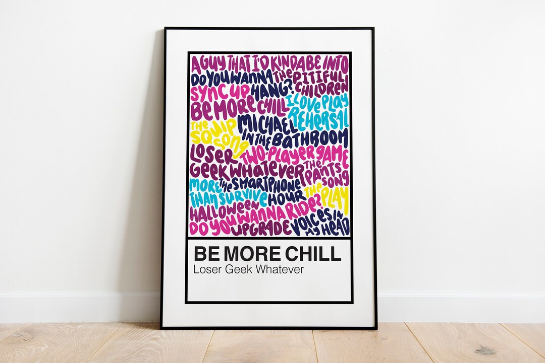 Be More Chill Broadway Musical Handlettered Color Swatch Art Print ...