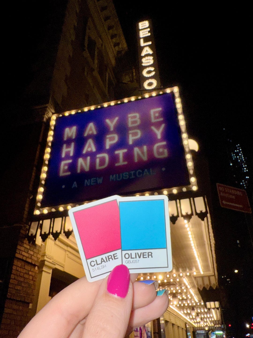Claire & Oliver Color Swatch | Maybe Happy Ending Broadway Musical ...