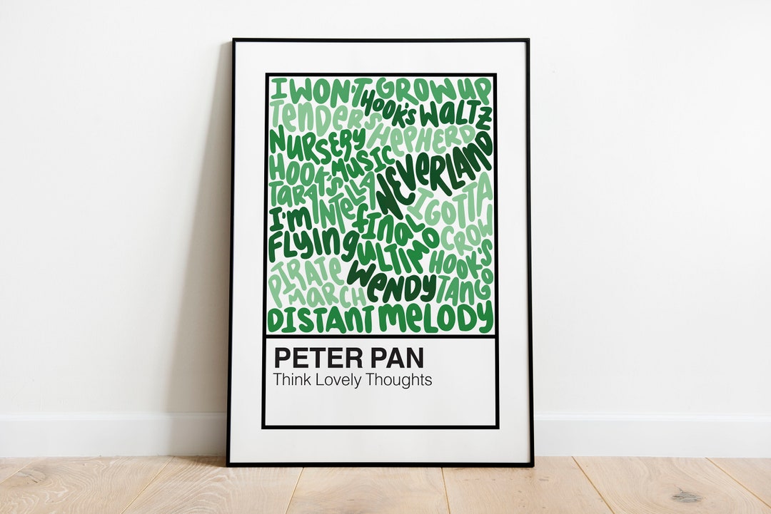 Peter Pan Broadway Musical Handlettered Color Swatch Art Print Poster ...