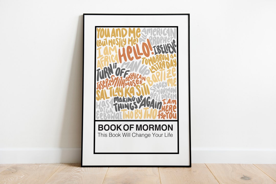 Book of Mormon Broadway Musical Handlettered Color Swatch Art Print ...
