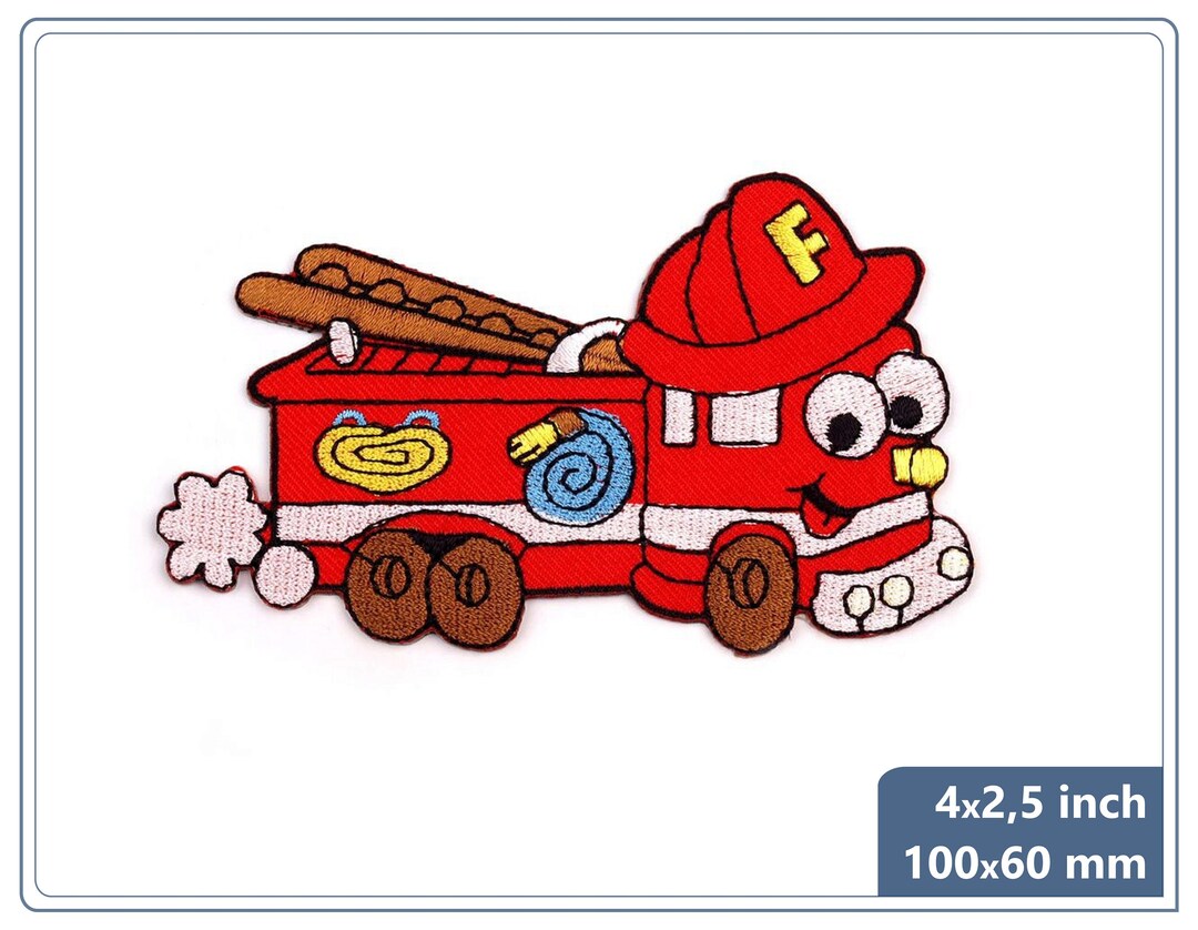 Fire Truck Patch Iron On, Embroidery Applique to Jackets, Jeans and T ...