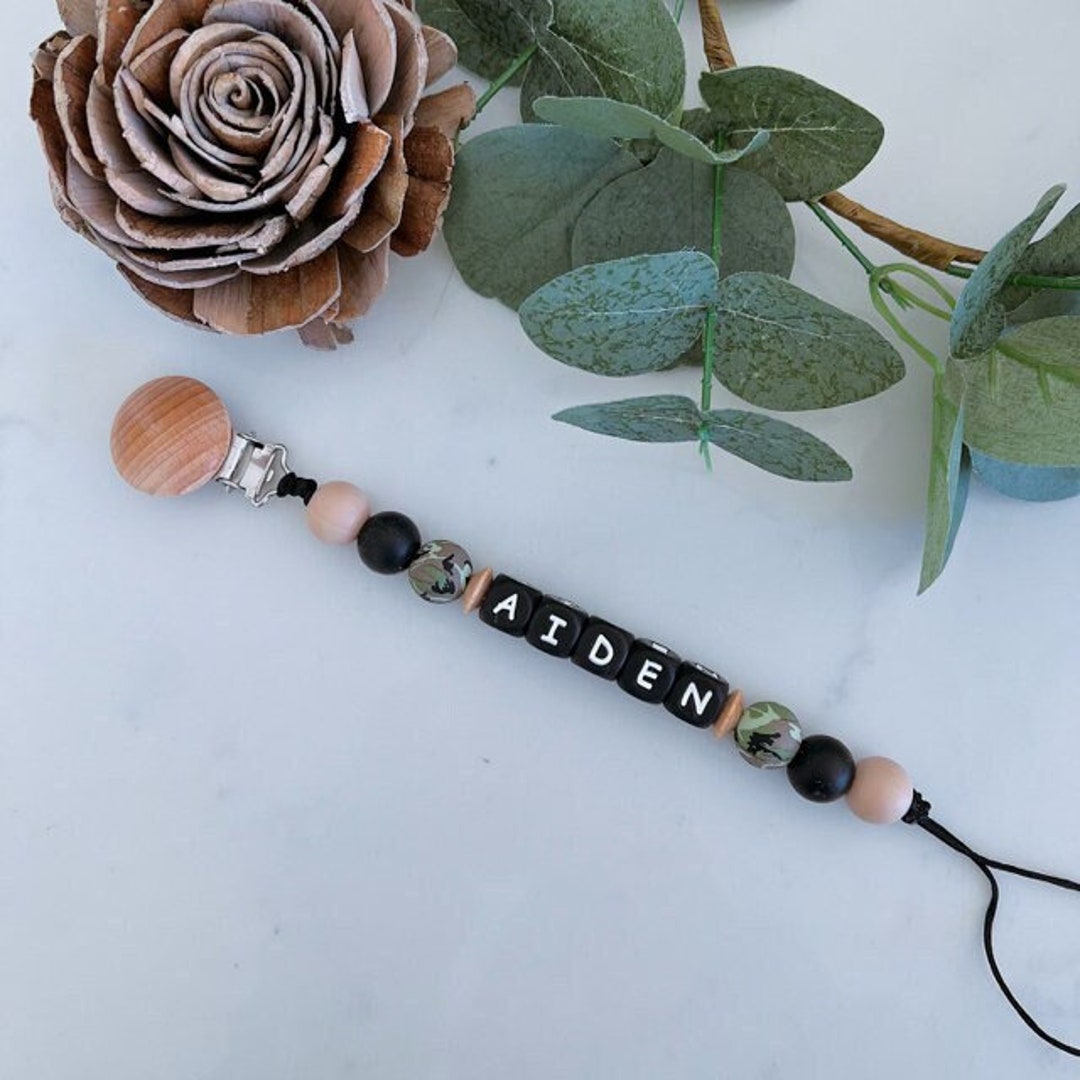 Customizable Personalized Pacifier Clip in Army Camo Theme / Boys Dummy ...
