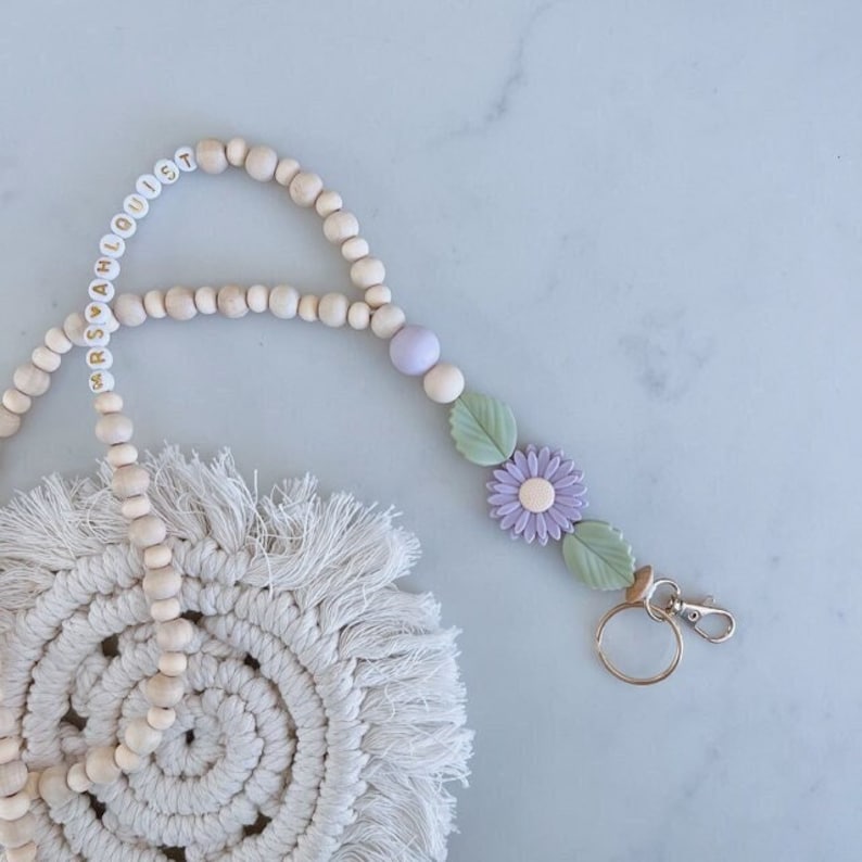 Floral Teacher Lanyard / Work Badge Teacher Lanyard / Daisy Badge ...