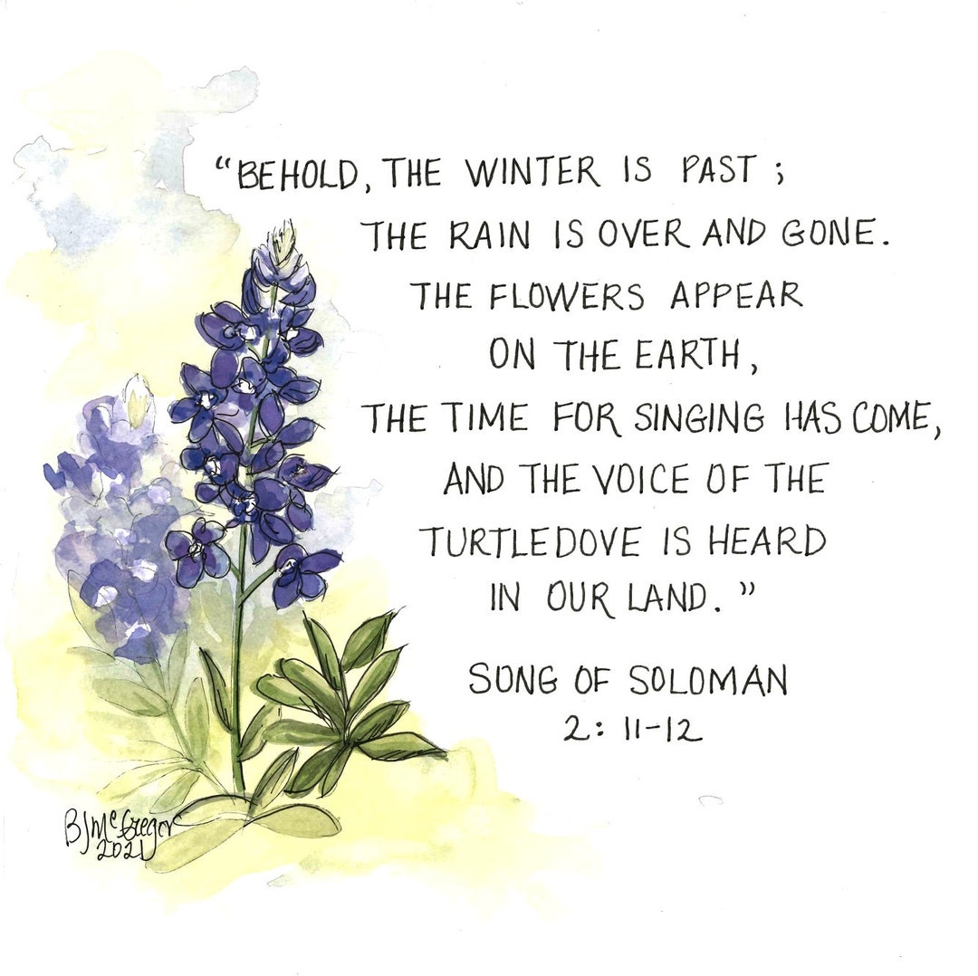 ART PRINT - Texas Bluebonnets Along With the Beautiful Verse From Song ...