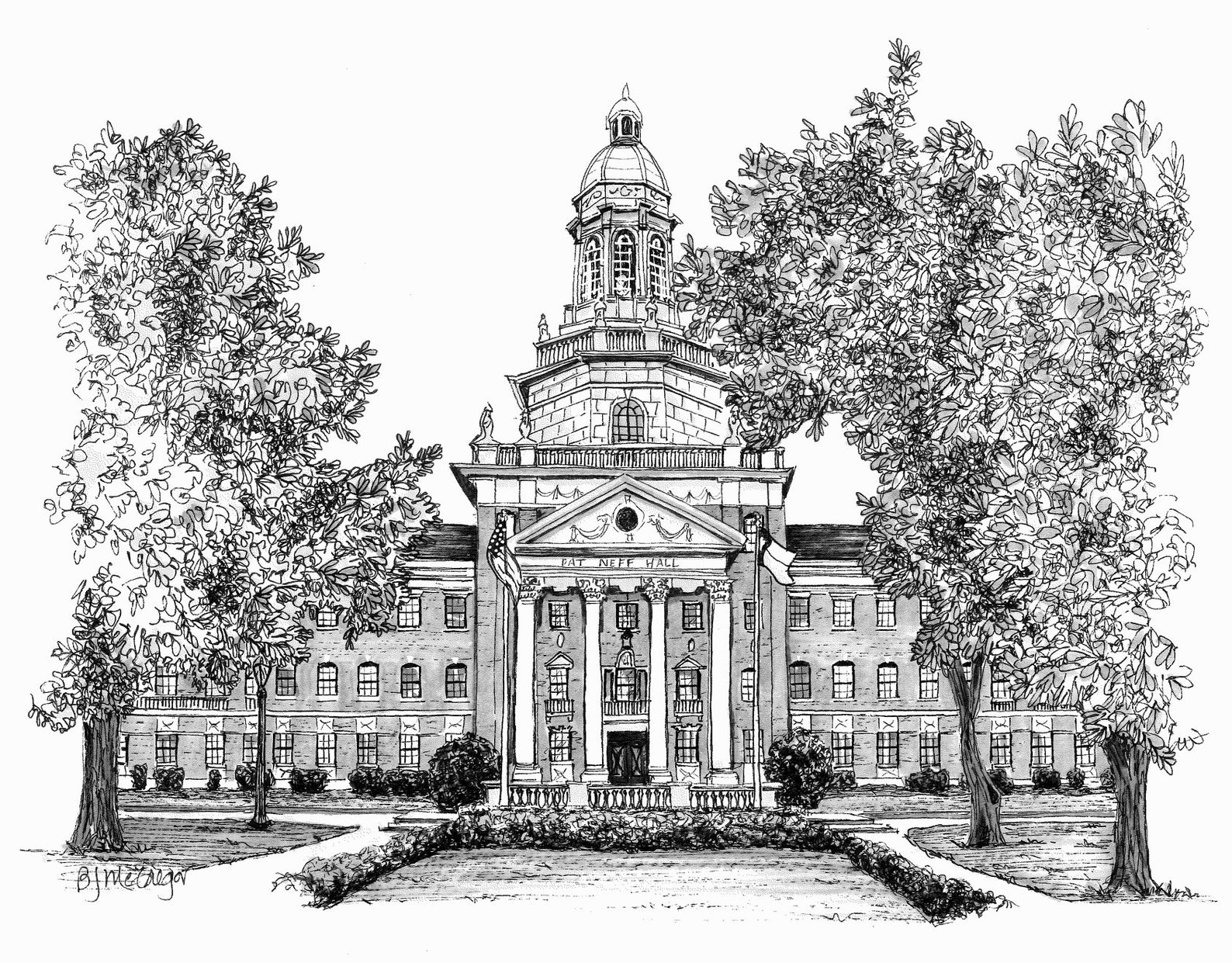 ART PRINT - Baylor University - Pat Neff Hall - Waco, TX - Graduation ...