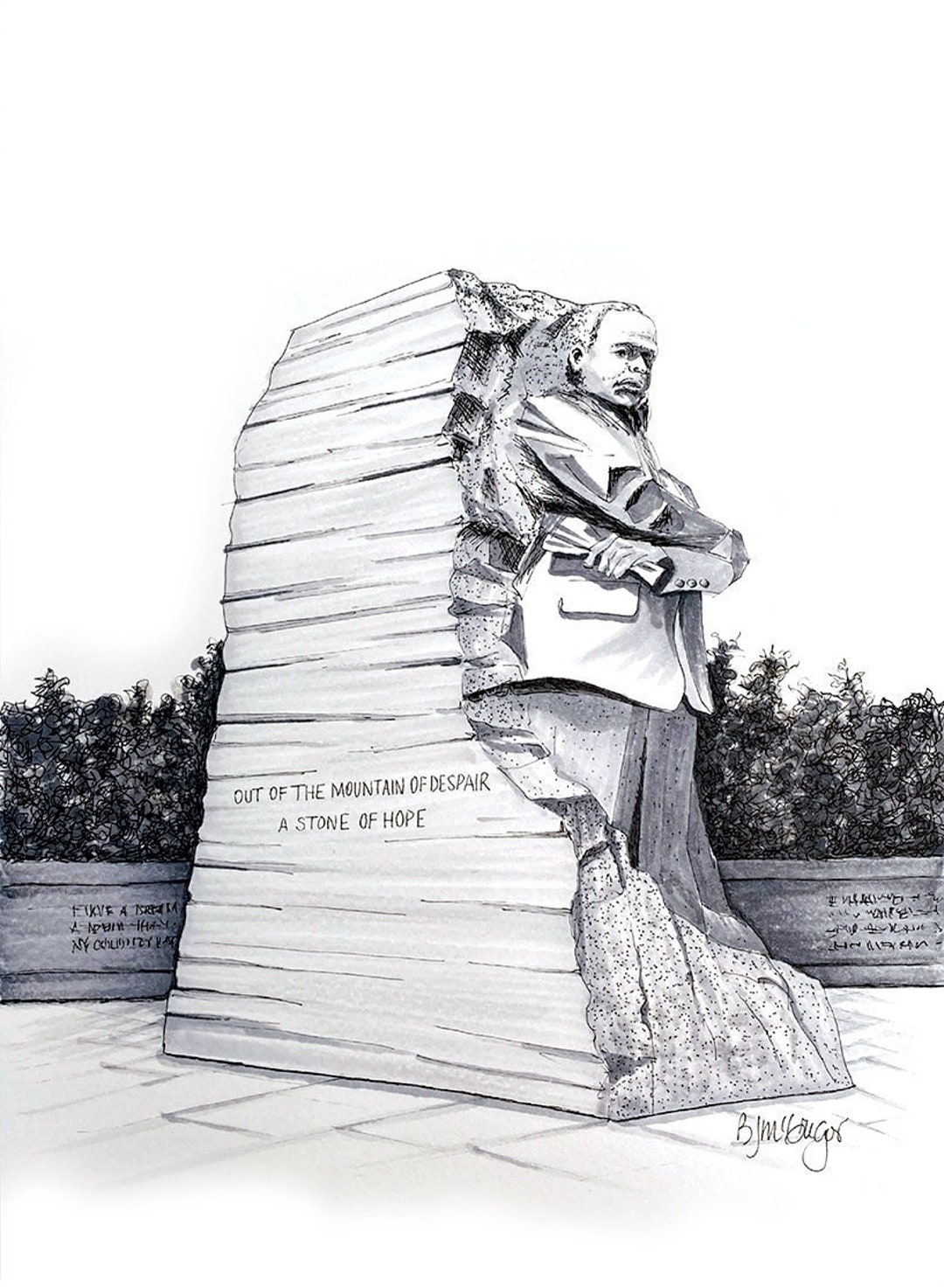 ART PRINT - Martin Luther King - Washington DC - Monuments and ...