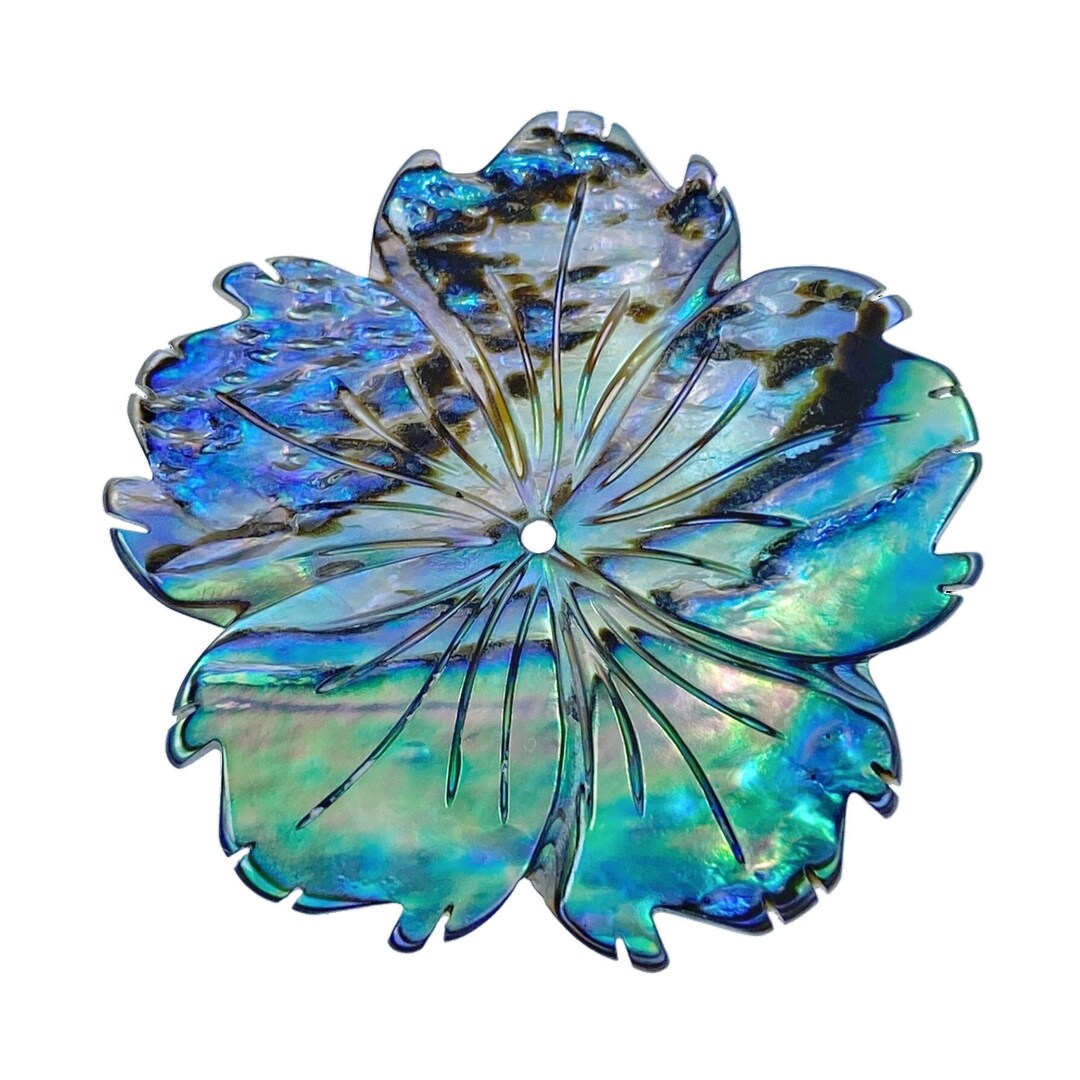 2pc 30mm Abalone Shell Flower Beads Natural Hand Carved Hibiscus ...