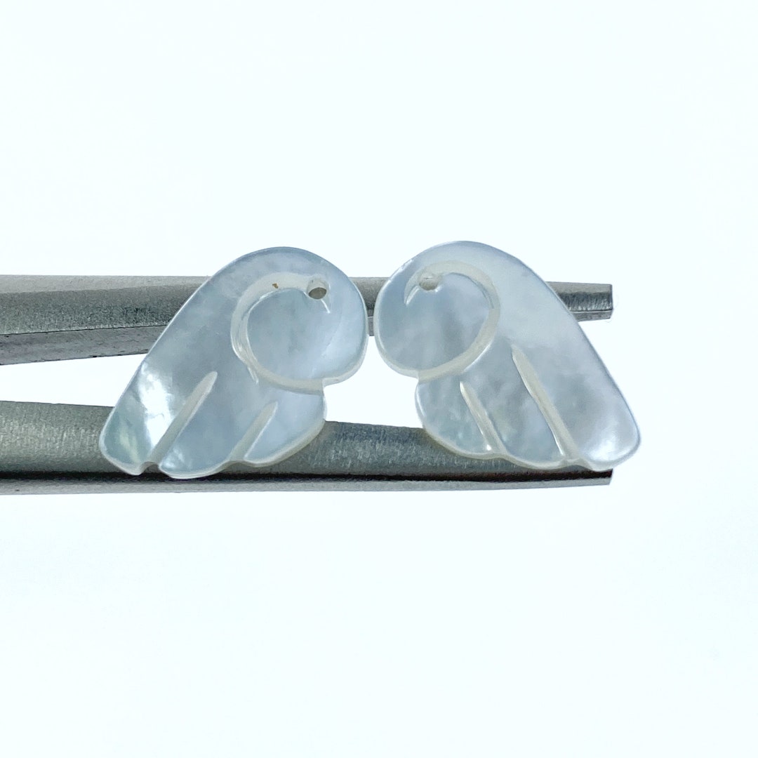 5pair 10mm X 15mm White Mother of Pearl Angel Wing Charms Pendants WM ...