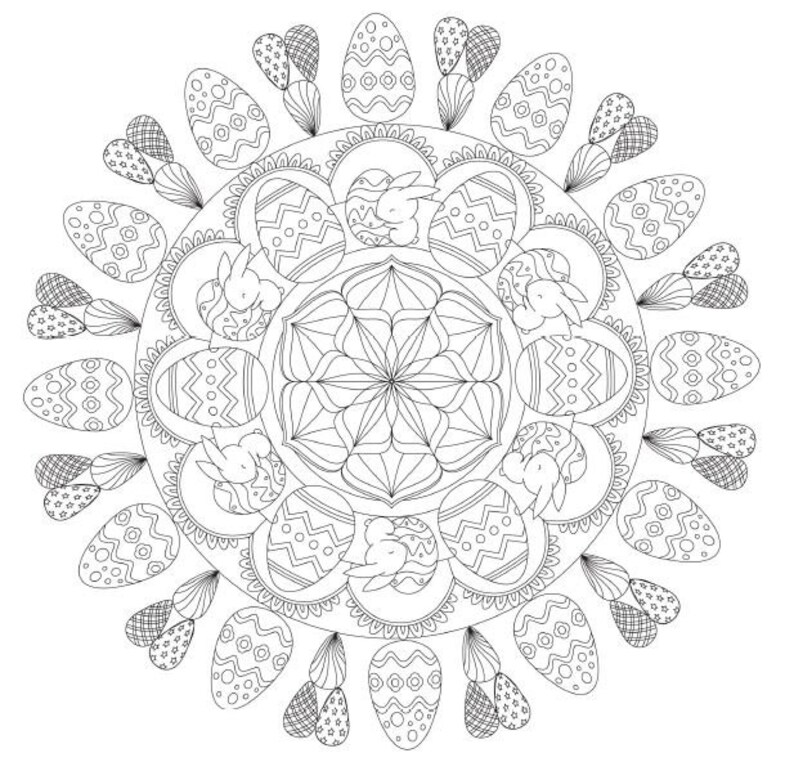 40+ Printable Easter/mandala Egg Coloring Pages Group3 - Etsy