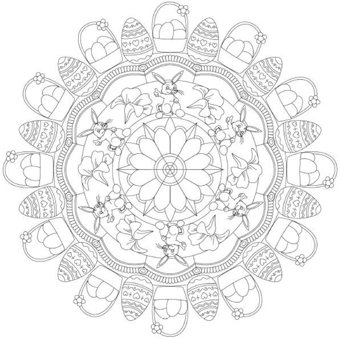 40+ Printable Easter/mandala Egg Coloring Pages Group3 - Etsy