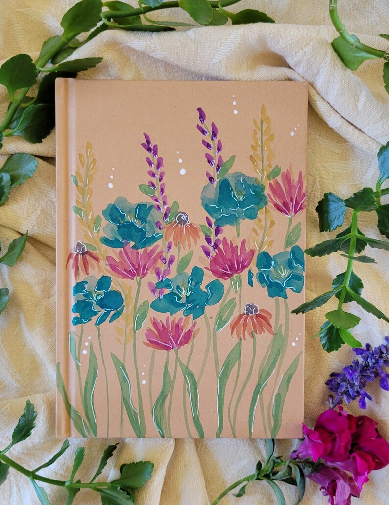 Field of Flowers Watercolor Hard Cover Journal - Etsy