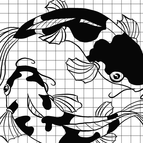 Koi Fish in Pond Flower Stencil Model Template Design Print - Etsy