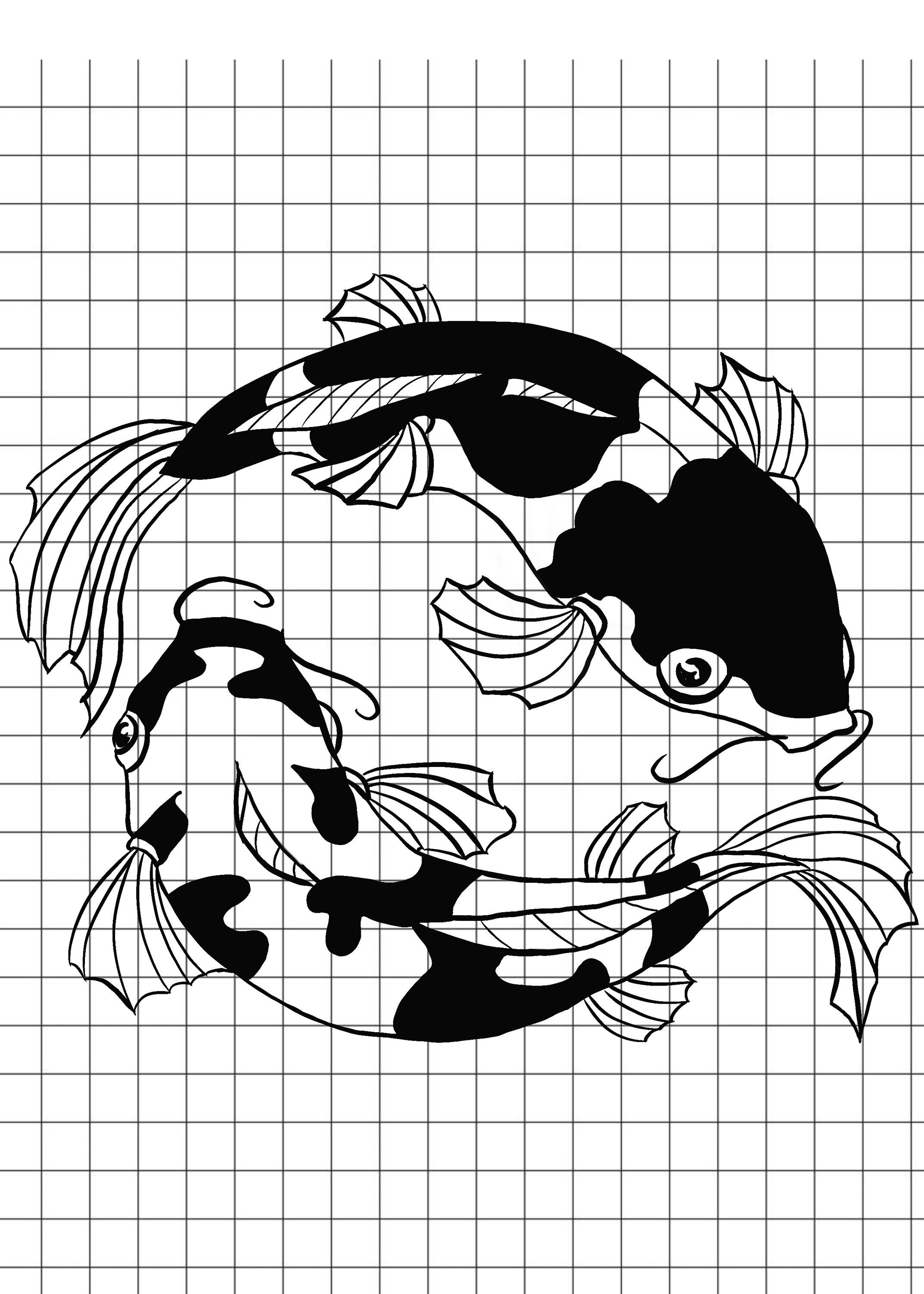 Simple Koi Fish Stencil