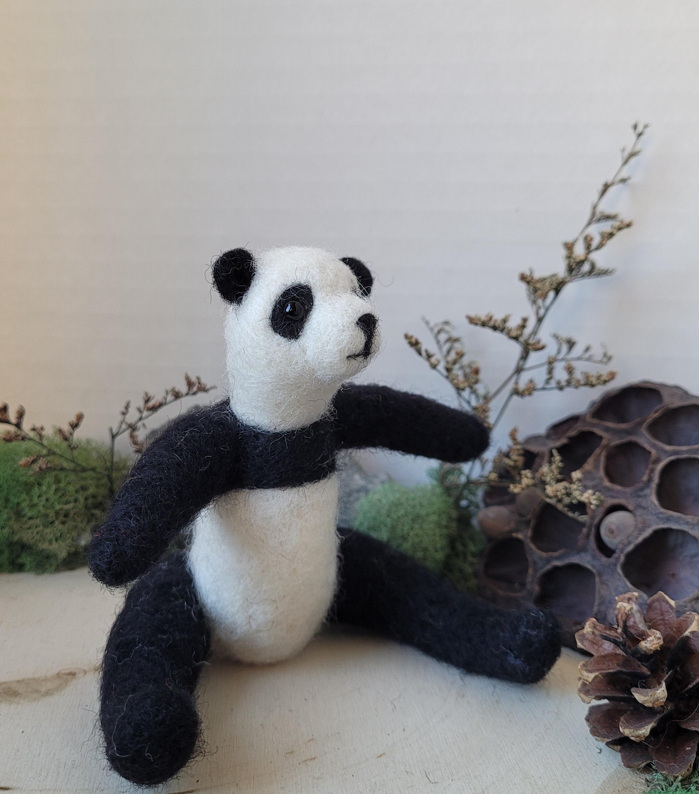 Felted Panda Bear, Needlefelt Panda - Etsy
