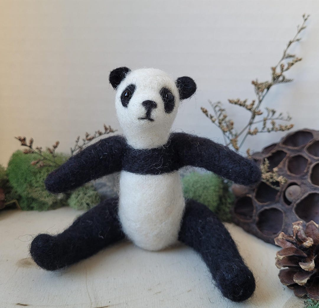 Felted Panda Bear, Needlefelt Panda - Etsy