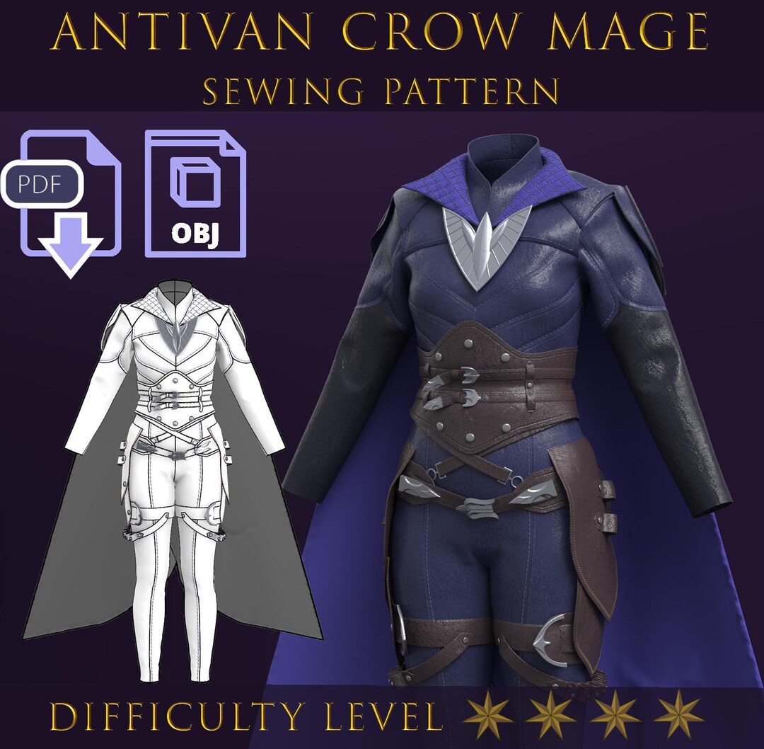 Antivan Crow Mage Dragon Age Veilguard Costume Pattern Kit With 3D ...