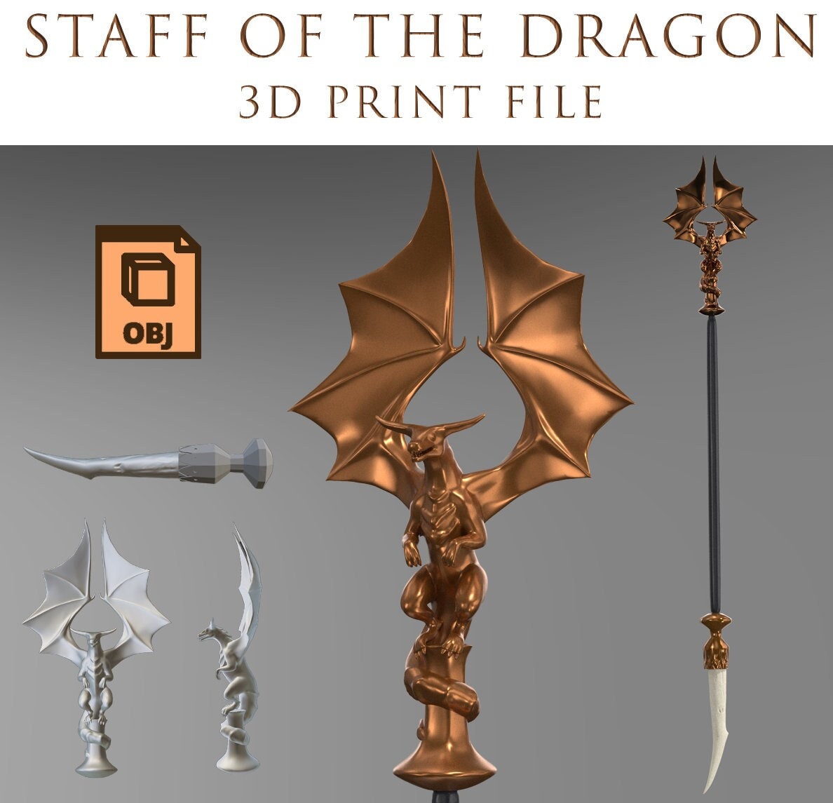 Staff of the Dragon 3D Print OBJ Files - Etsy
