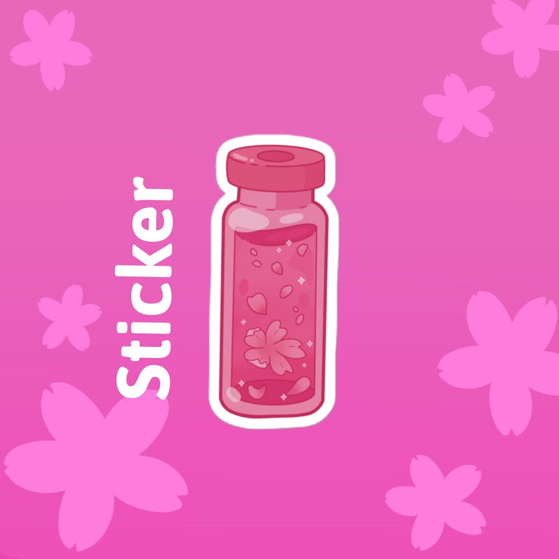 Cute Cherry Blossom Sticker Aesthetic Glass Vial Sticker Pretty Flower ...
