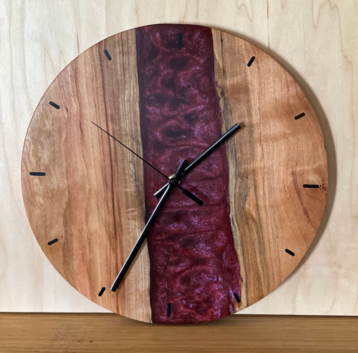 12” Epoxy and Cherry Clock - Etsy