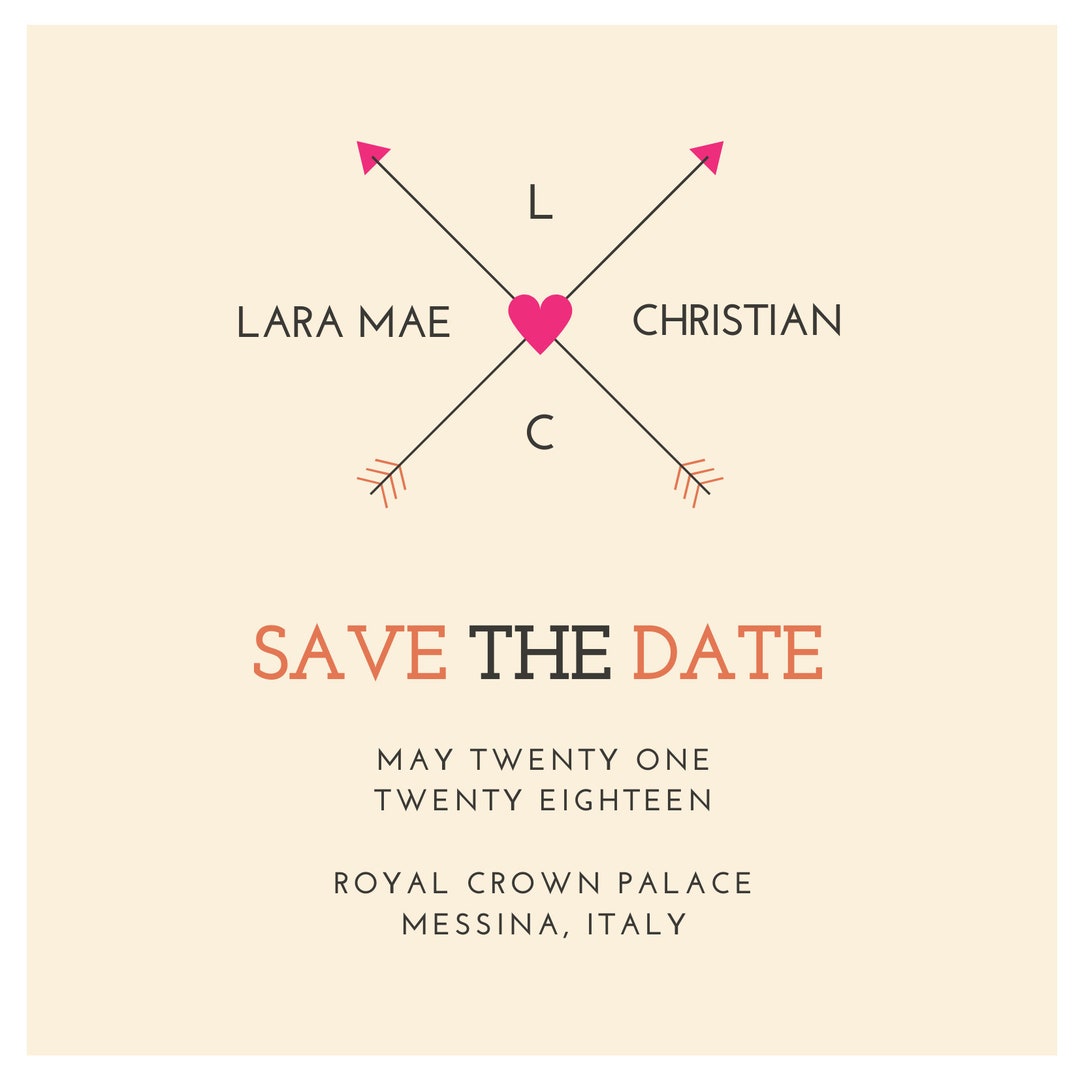 Editable Arrow Save the Date - Etsy