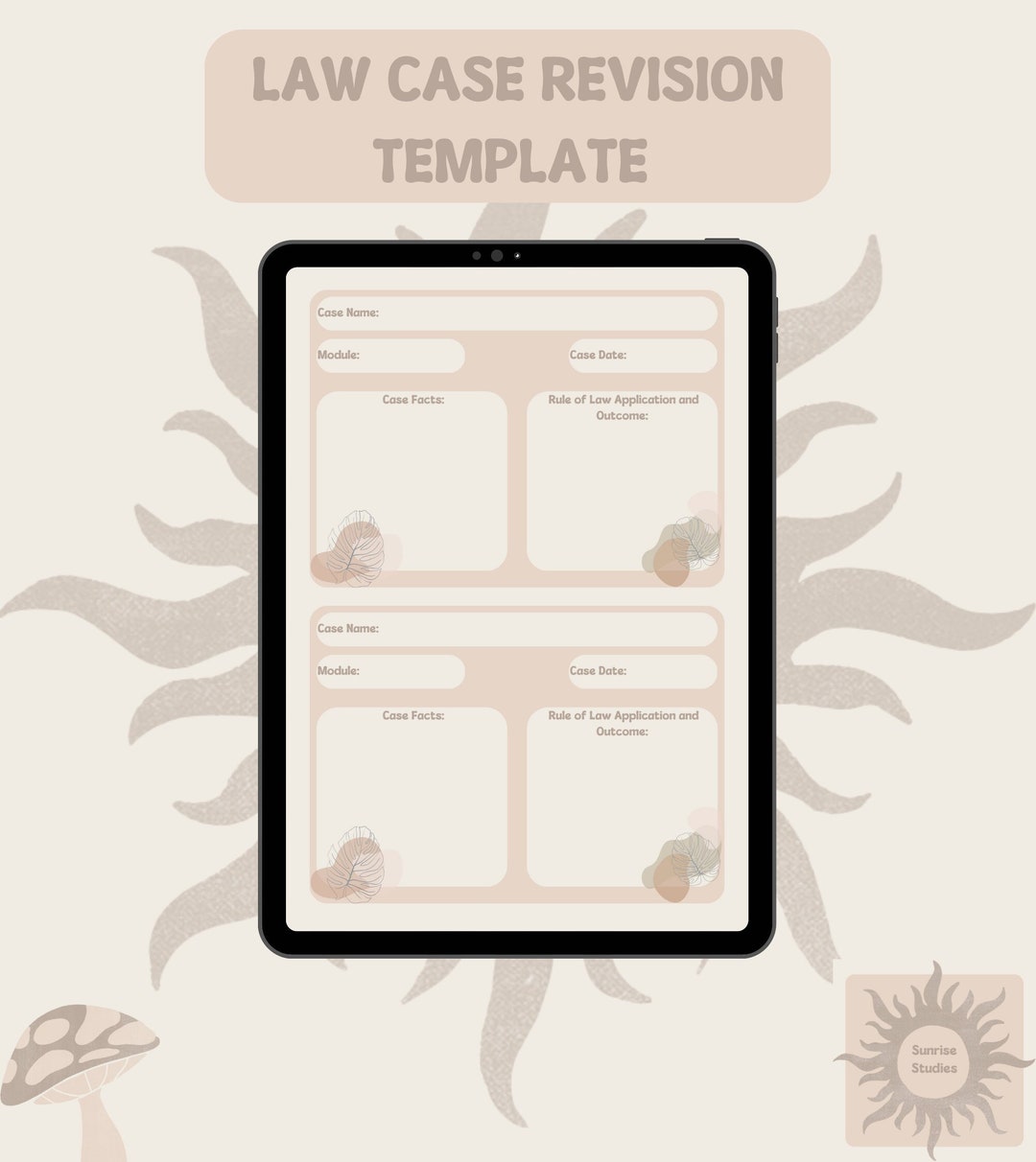 Revision Template for Law Student Case Notes - Etsy