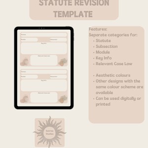 Revision Template for Law Student Statute Notes - Etsy