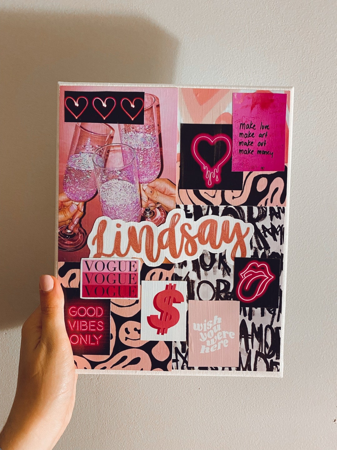Personalized Collage Art Sign, Custom Sorority Dorm Decor, Birthday ...