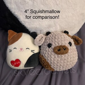 Milo the Chunky Cow, Squishmallow Inspired, Soft Cuddly Yarn, Chubby ...