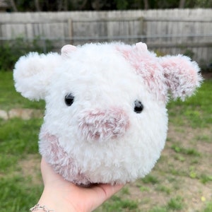 Milkshake the Fluffy Cow, Squishmallow Inspired, Soft Faux Fur Yarn ...