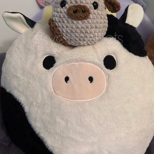Milo the Chunky Cow, Squishmallow Inspired, Soft Cuddly Yarn, Chubby ...