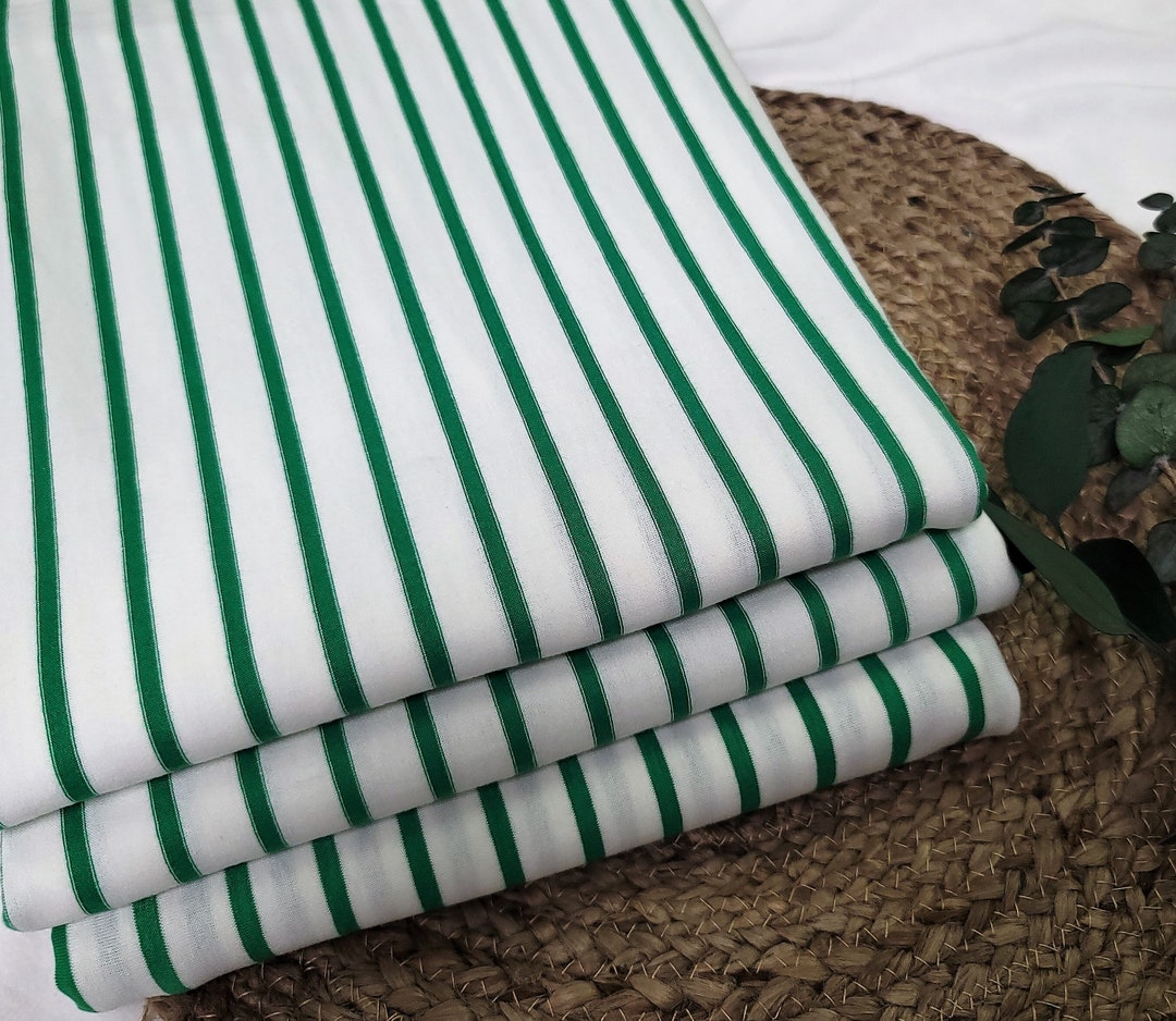 Green Stripe /apparel /childrens Clothes/crafts/cotton Fabric/made in ...
