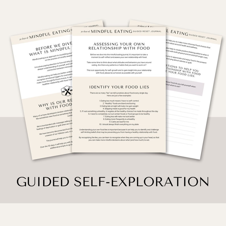 Mindful Eating Journal: 30-day Challenge, Digital Download, Health and ...