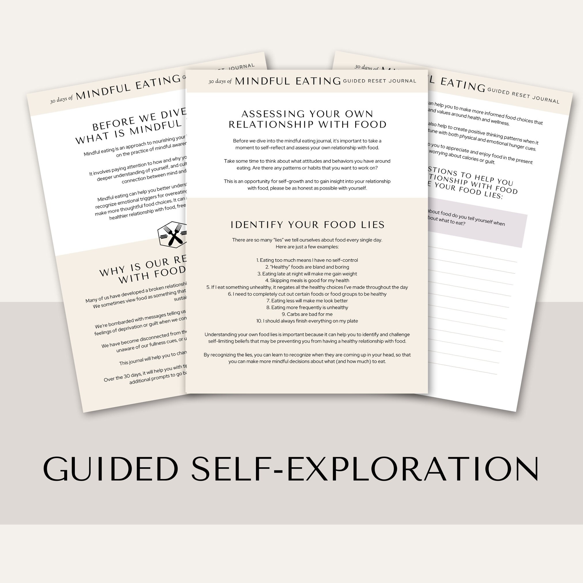 Mindful Eating Journal: 30-day Challenge, Digital Download, Health and ...