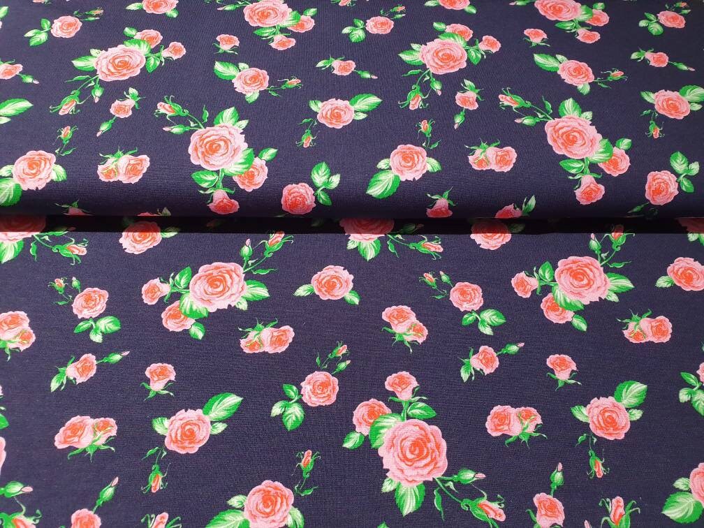 Jersey Roses Dark Blue - Etsy