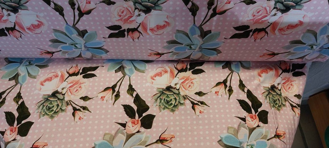Jersey Roses Pink With Dots - Etsy